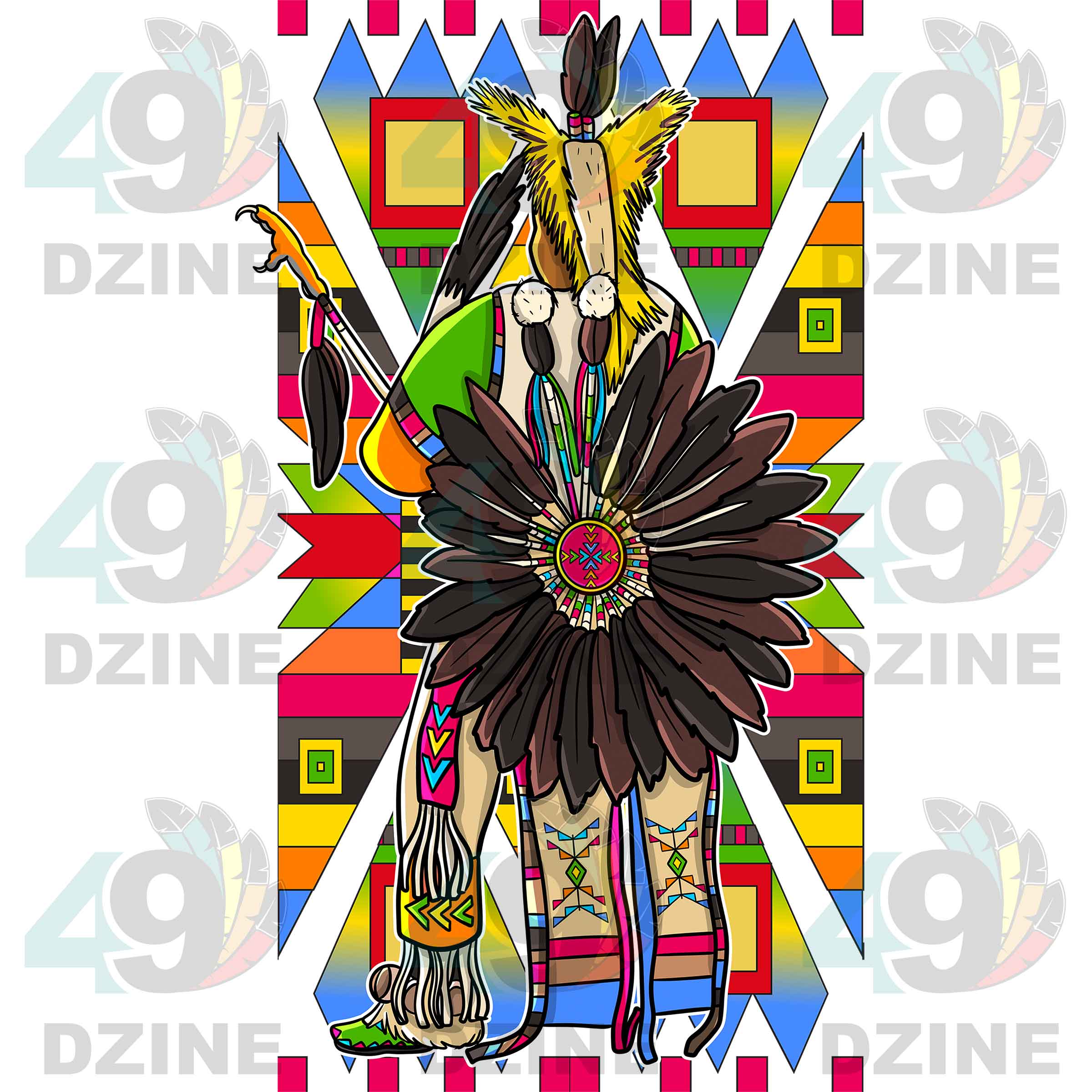 Fancy Dancer 15 with Geometric Design Transfer (Various Sizes ...