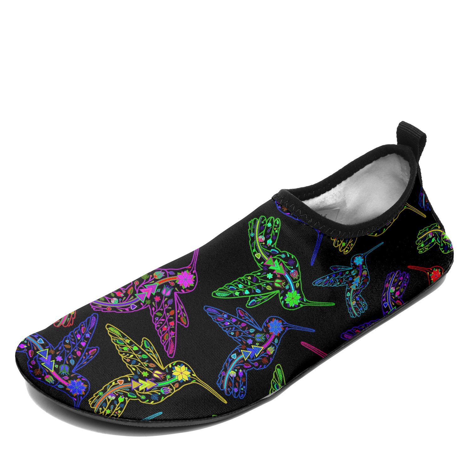 Neon Floral Hummingbirds Sockamoccs Kid's Sockamoccs Slip On Shoes ...