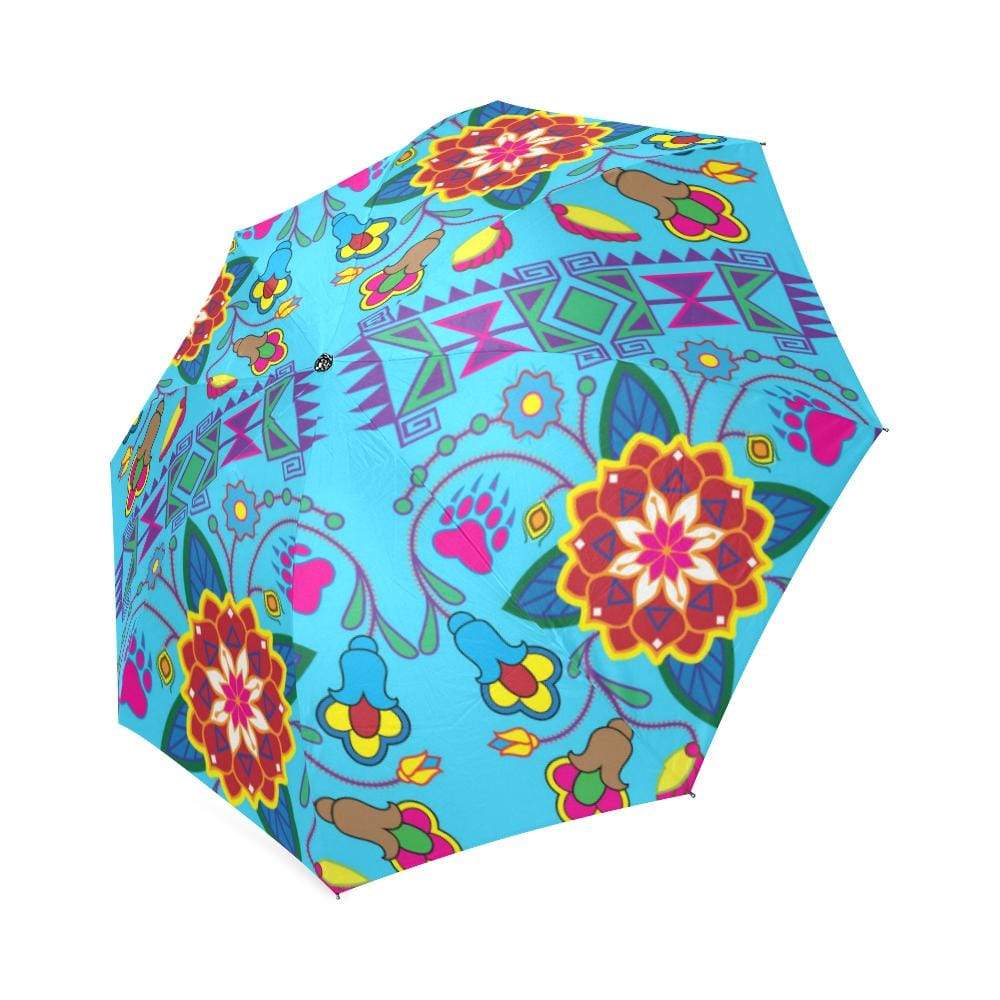 Geometric Floral Winter-Sky Blue Foldable Umbrella – 49DzineMembers