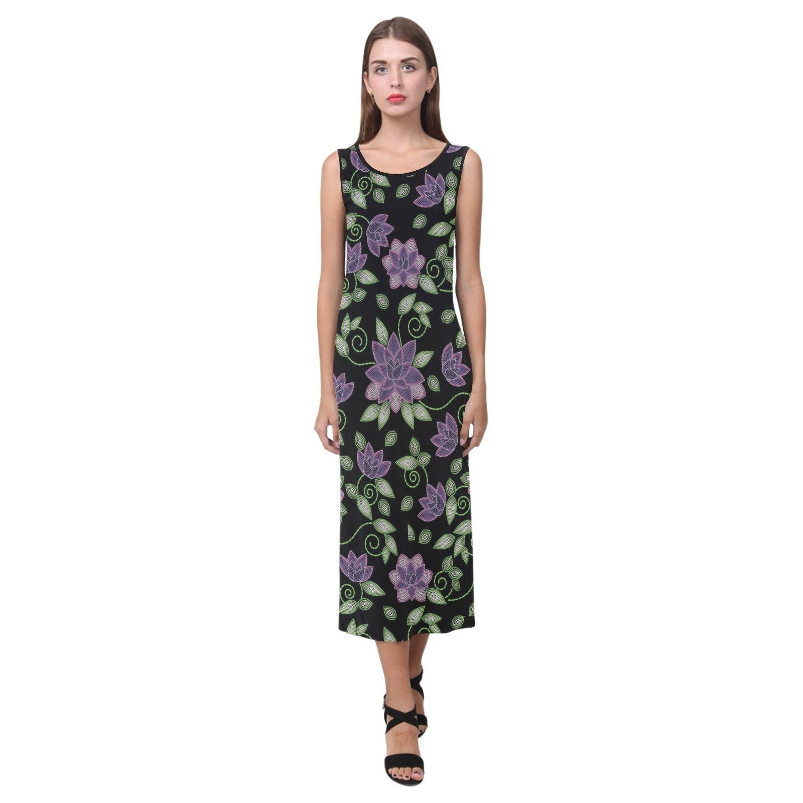 Purple Beaded Rose Phaedra Sleeveless Open Fork Long Dress – 49DzineMembers